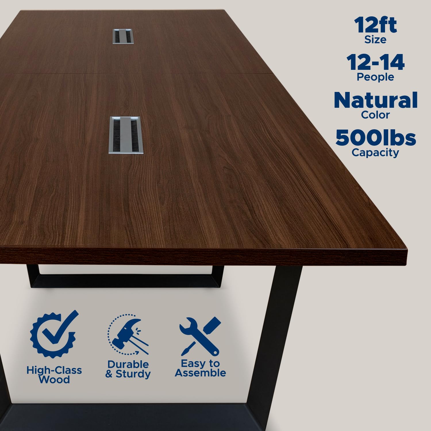 ahliss Sturdy Conference Table with Cable Management Grommets Modern ...