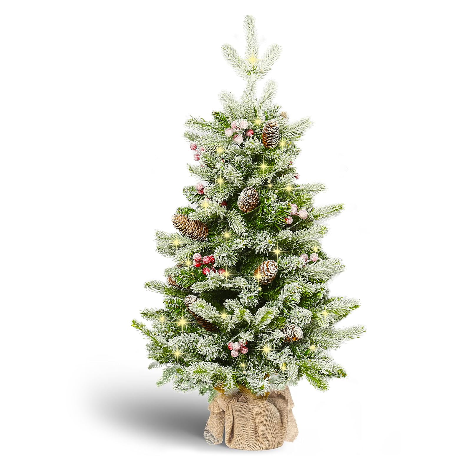 Amazon.com: Joyhalo 3ft Mini White Christmas Tree with 70 Lights ...