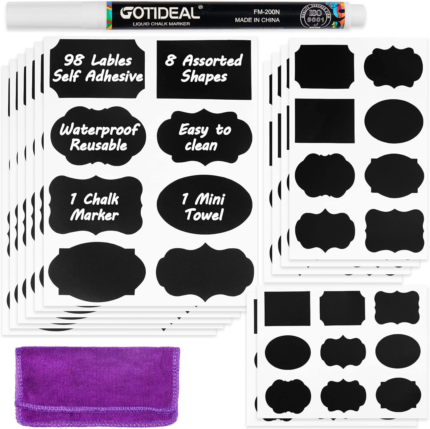 Buy Gotideal 98 Chalkboard Labels with Chalk Markers, Mason Jar Labels ...