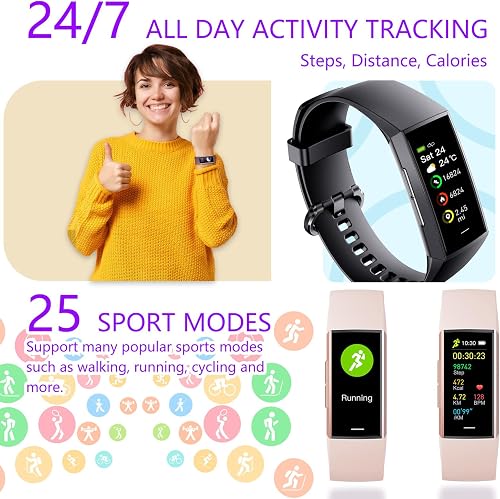 Activity Trackers for Women Men 1.1''AMOLED Screen Fitness Watches with ...
