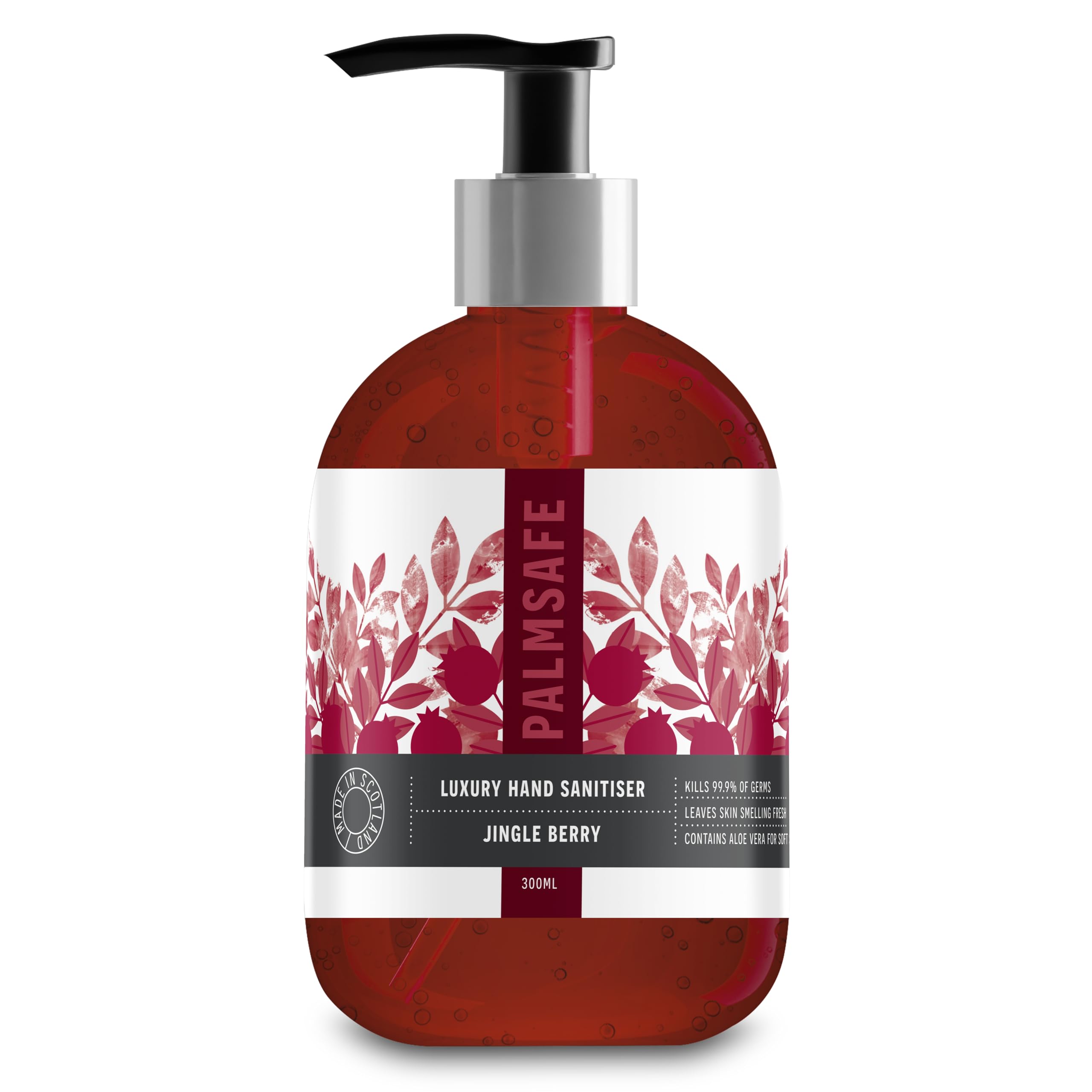 Palm Safe JingleBerry Scented Hand Sanitiser with Aloe Vera 300ml Pump ...