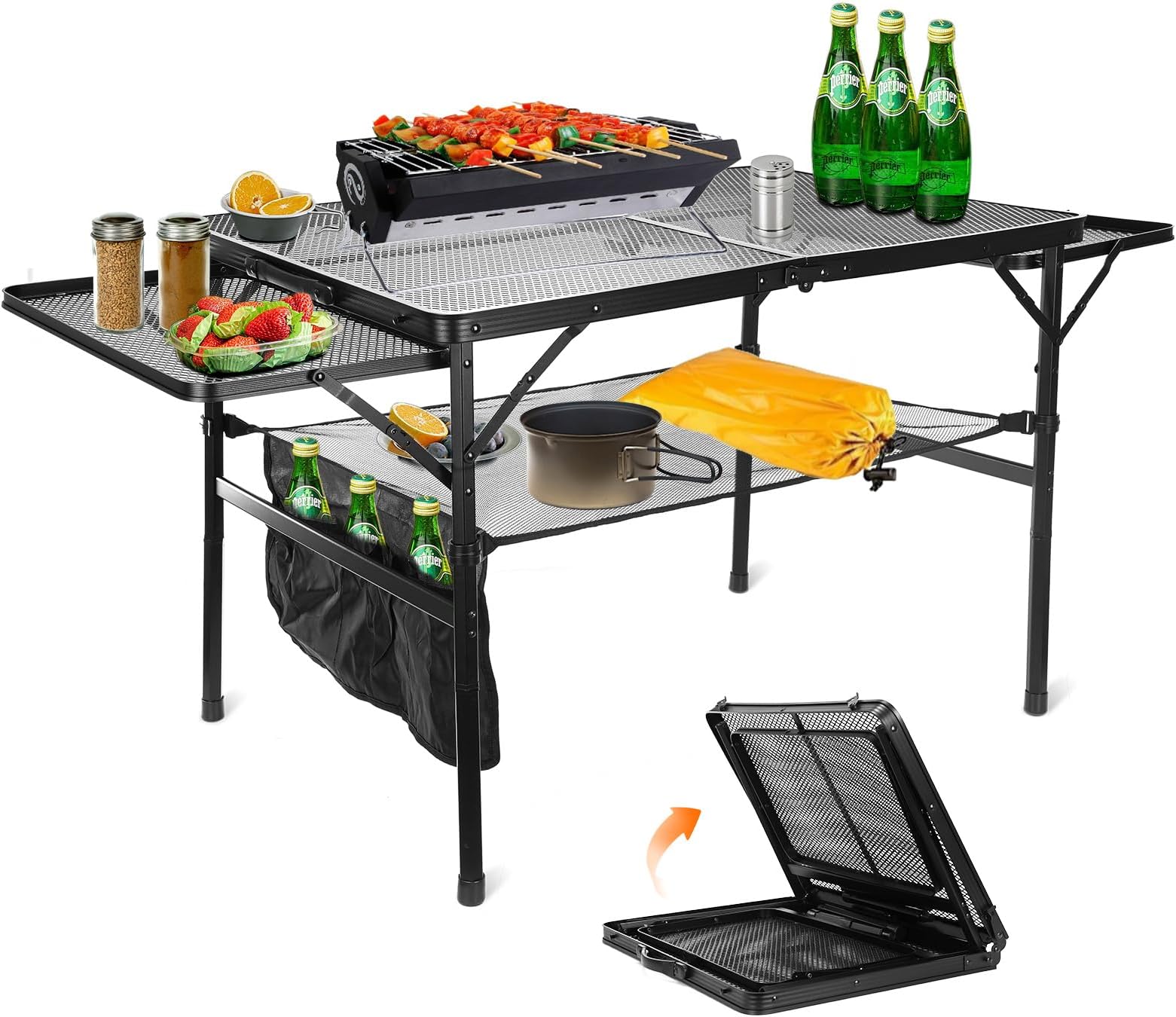 Amazon.com: MYSWEETY Folding Grill Table, 4.4 Ft Portable Camping Table ...