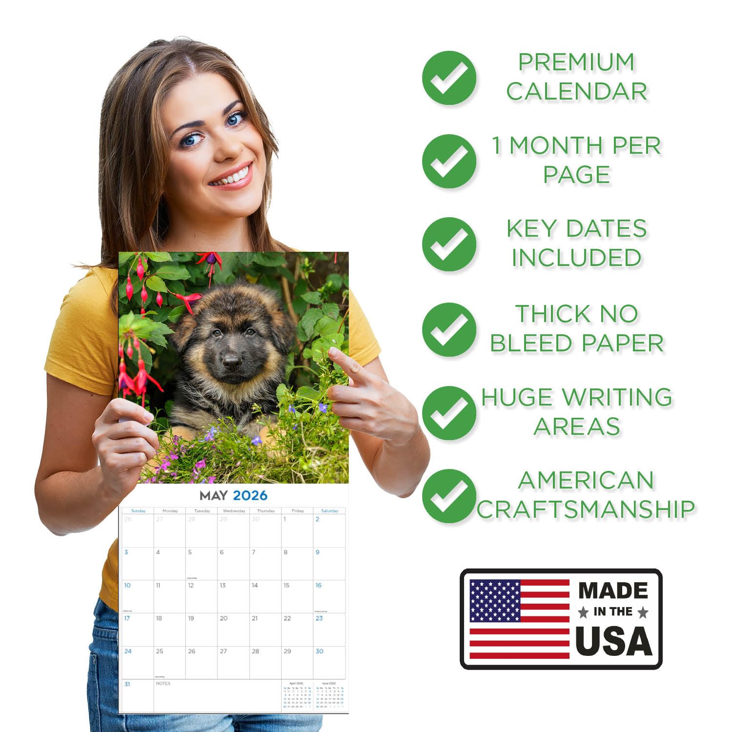 Snapklik.com : 2026 German Shepherd Pups Calendar - Dog Breed Wall ...