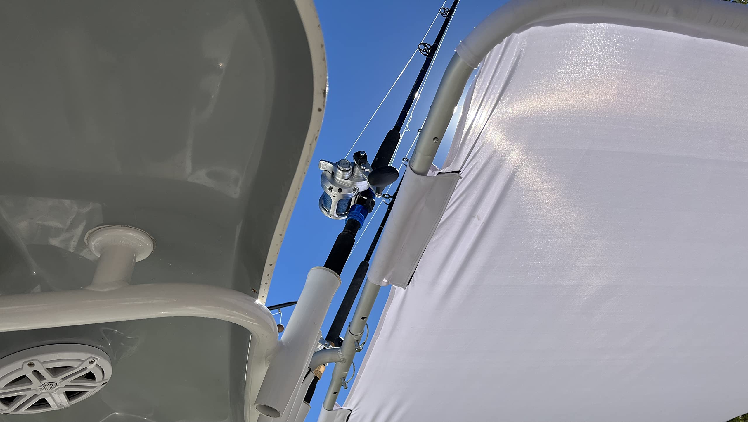 Dev Fishing Stern Rod Holder White Fabric Center Console Boat Shade ...