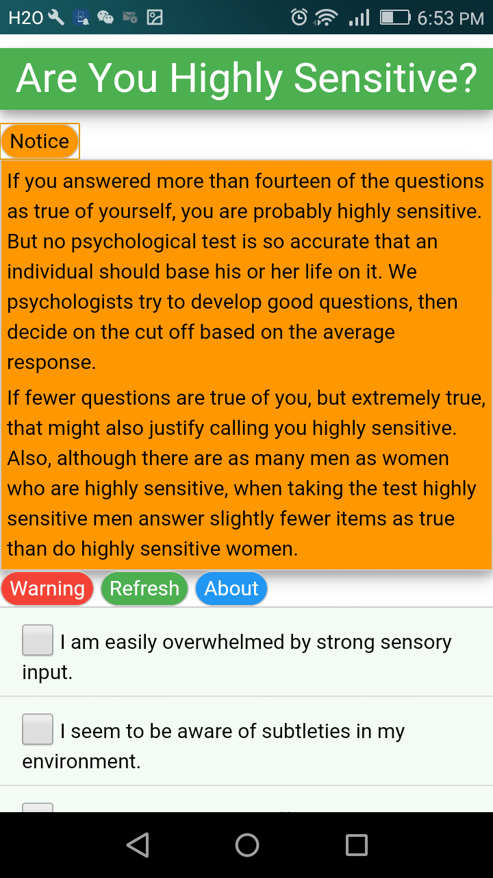 High Sensitivity Self-test - App on Amazon Appstore
