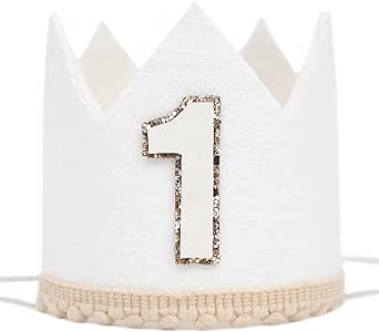 Amazon.com: Agvgaza Simple 1st Birthday Party Crown - Classic First ...