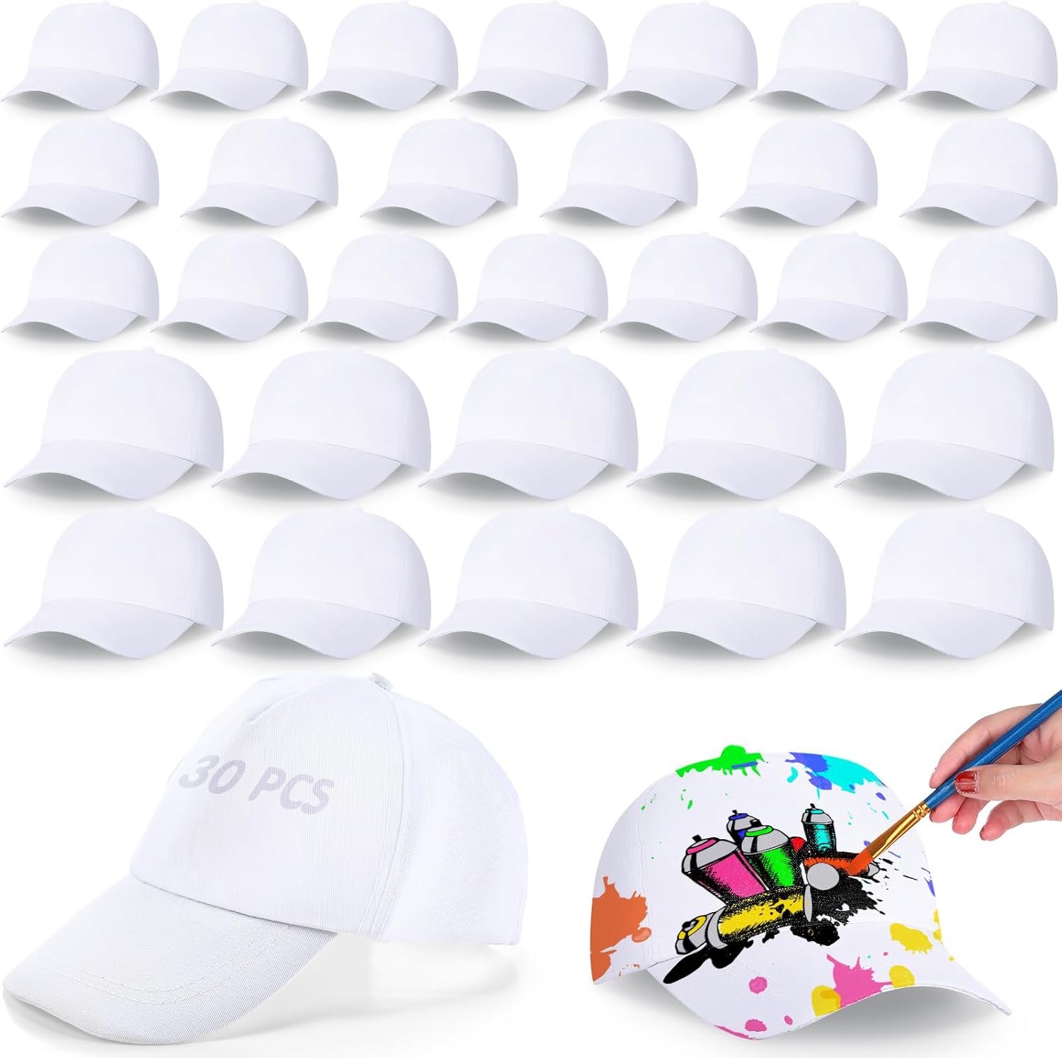 Amazon.com: JaGely DIY Baseball Caps DIY Creative Painting Adjustable ...