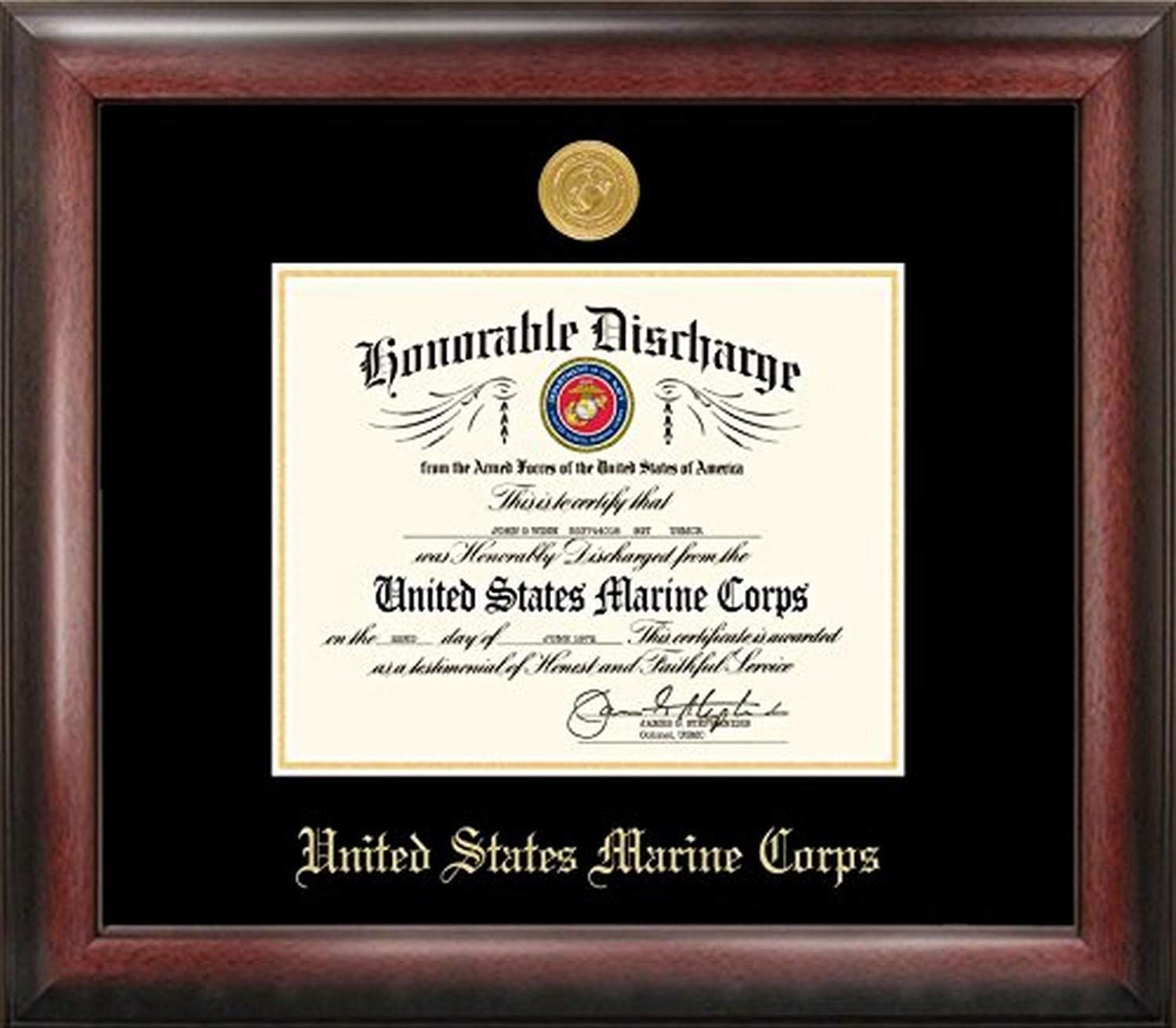 Amazon.com - Patriot Frames Marine Discharge Frame with Gold Medallion ...