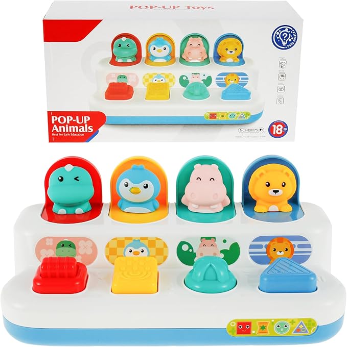 Baby Pop Up Toys, Color Sorting Animal Push Doll Toy,Creative Pop-up ...