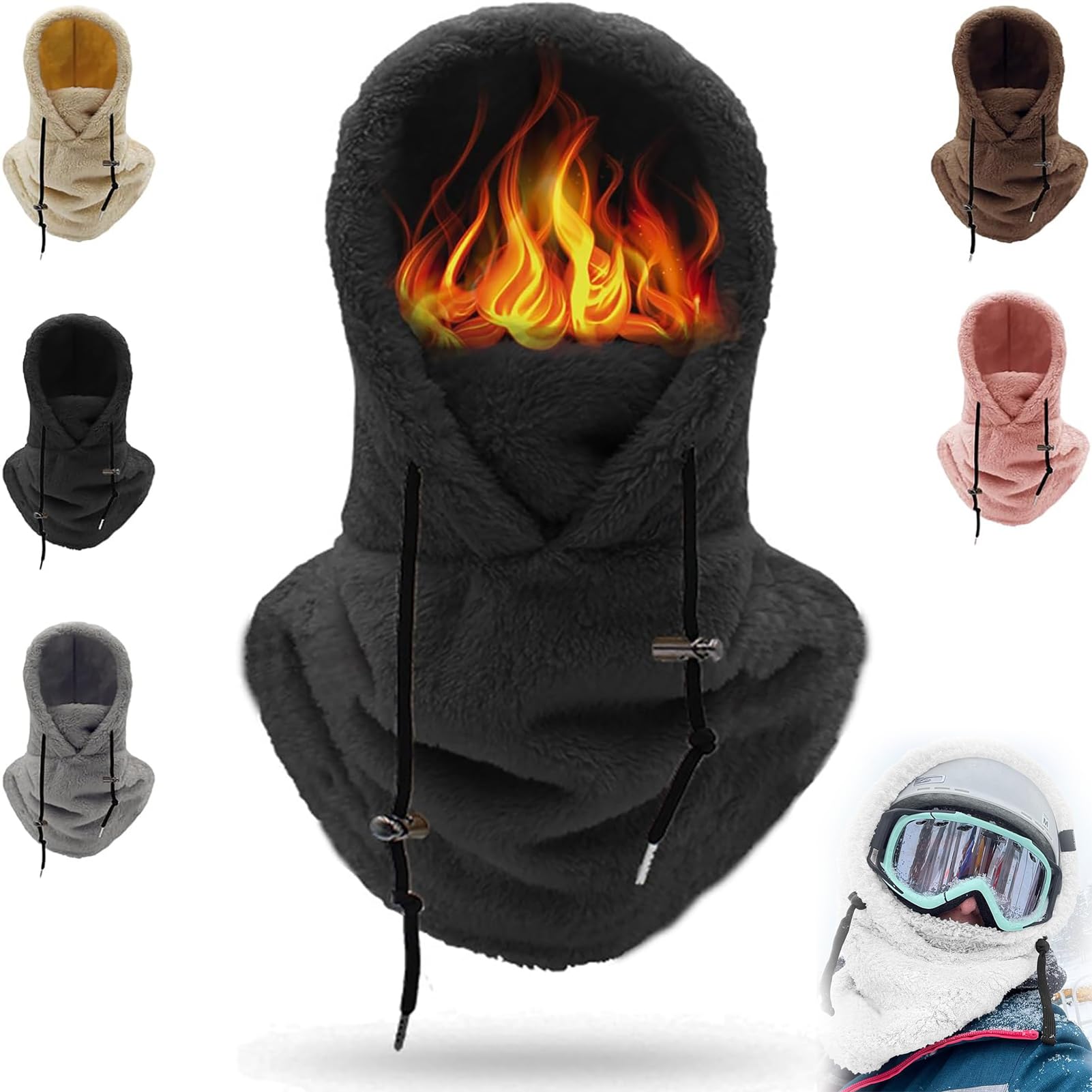Sherpa Hood Ski Mask, Wind-Resistant Winter Face Mask, Balaclava ...