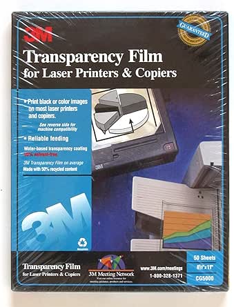Amazon.com: 3M Transparency Film for Laser Printers and Copiers #CG5000 ...