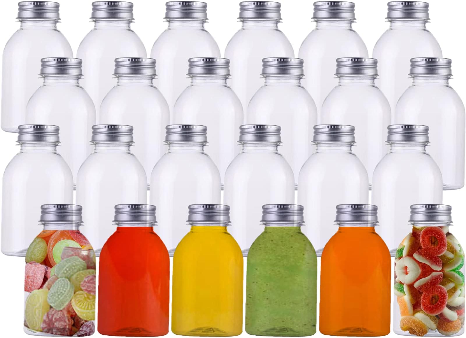 Amazon.com: QUNLINEE 24 Pack 8oz Clear Plastic Juice Bottles with Caps ...