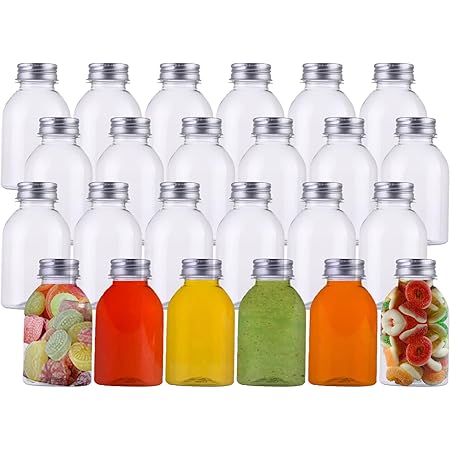 Amazon.com: QUNLINEE 24 Pack 8oz Clear Plastic Juice Bottles with Caps ...