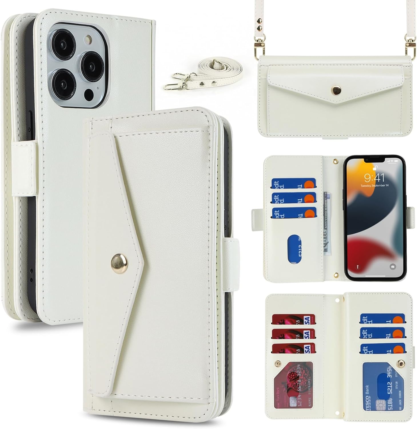 Amazon.com: Jaorty for iPhone 13 Pro Max Wallet Case with Crossbody Lanyard Strap,iPhone 12 Pro ...