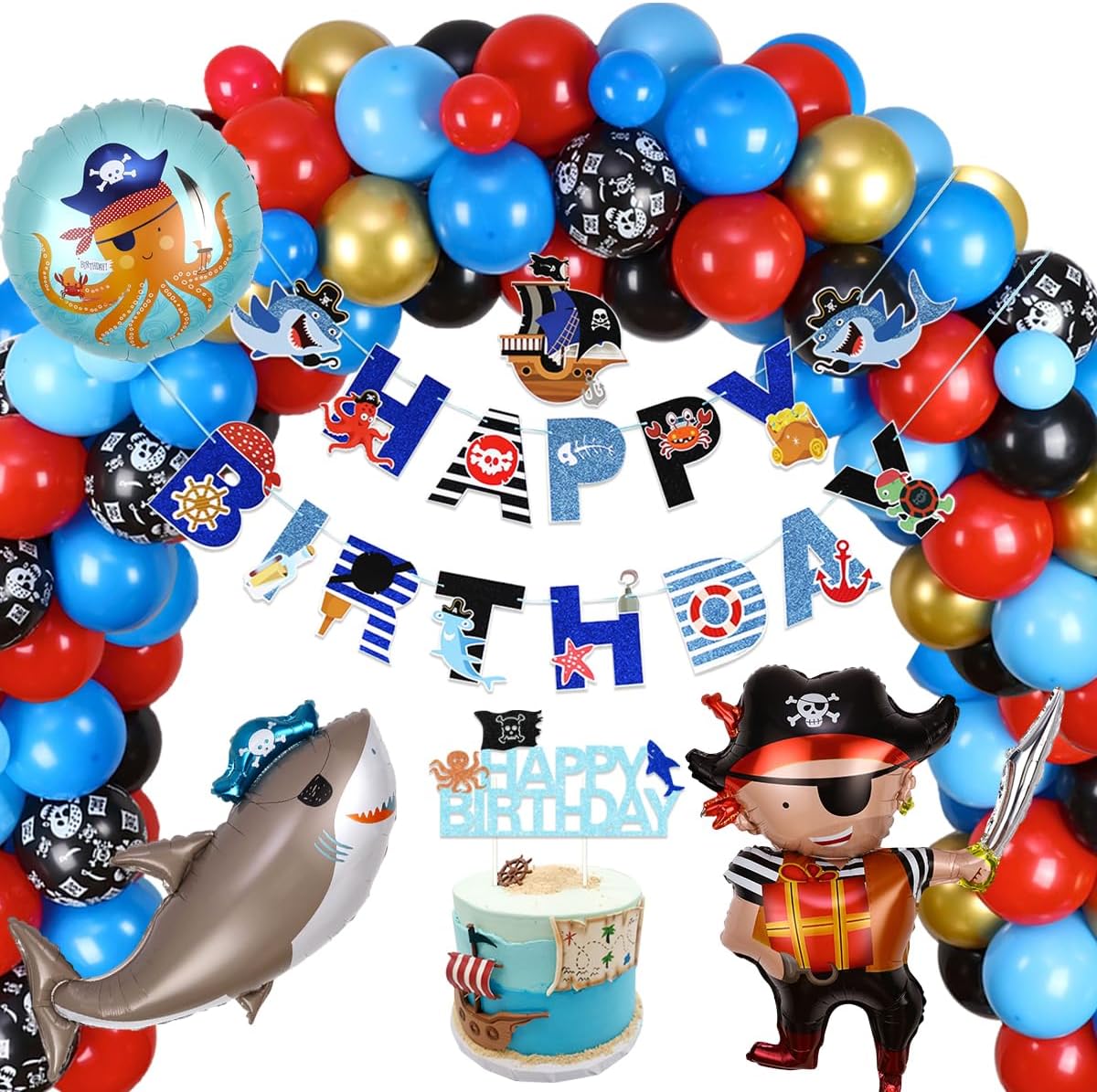 Pirate Animals Birthday Decoration, Pirate Theme Birthday Supplies ...
