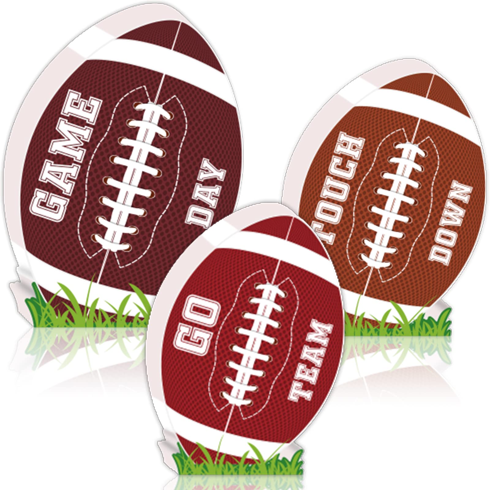 Amazon.com : 3 Pieces Football Wood Tiered Tray Decor Rugby Football ...