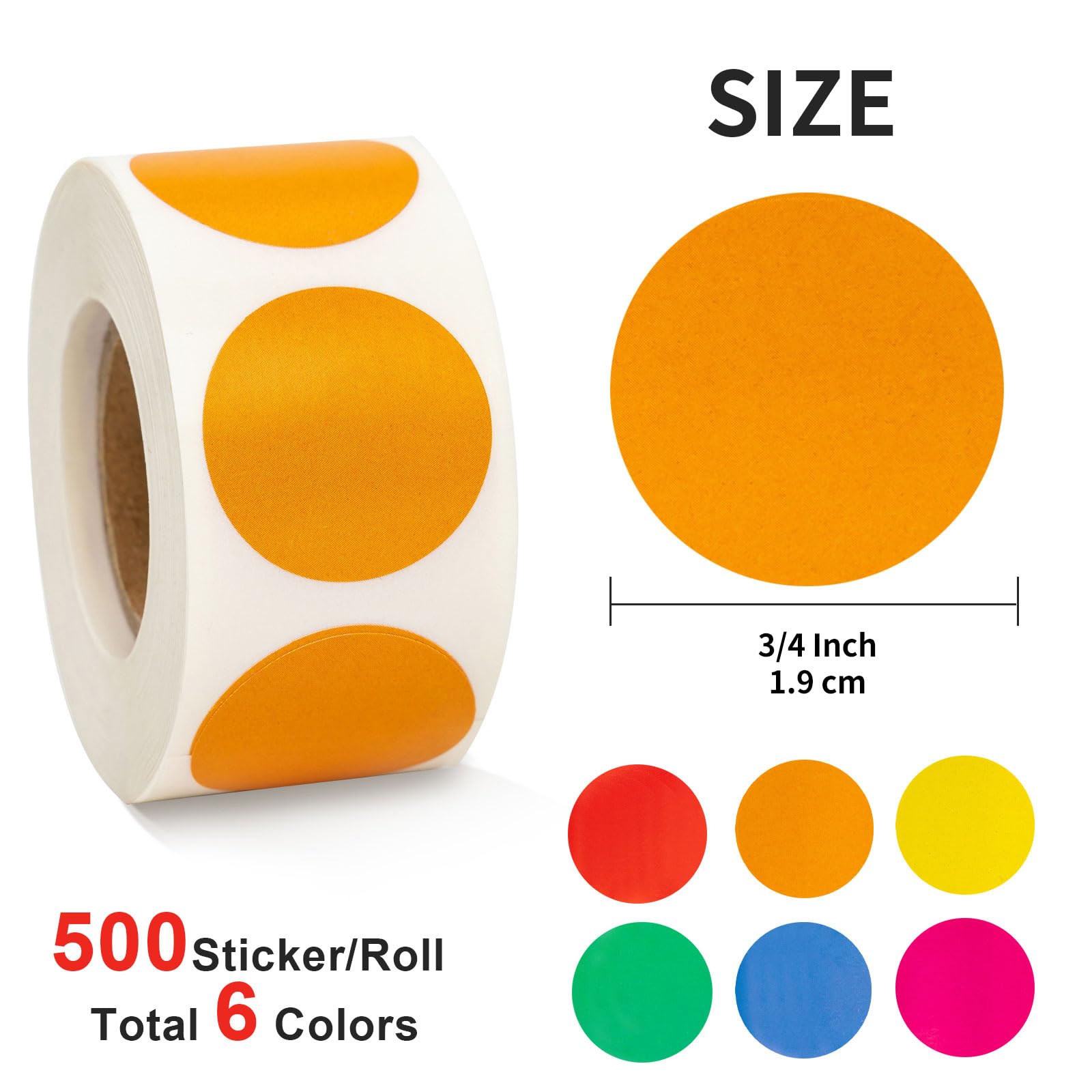Snapklik.com : 3000 Pcs 3/4" Round Color Coding Labels Stickers Circle ...
