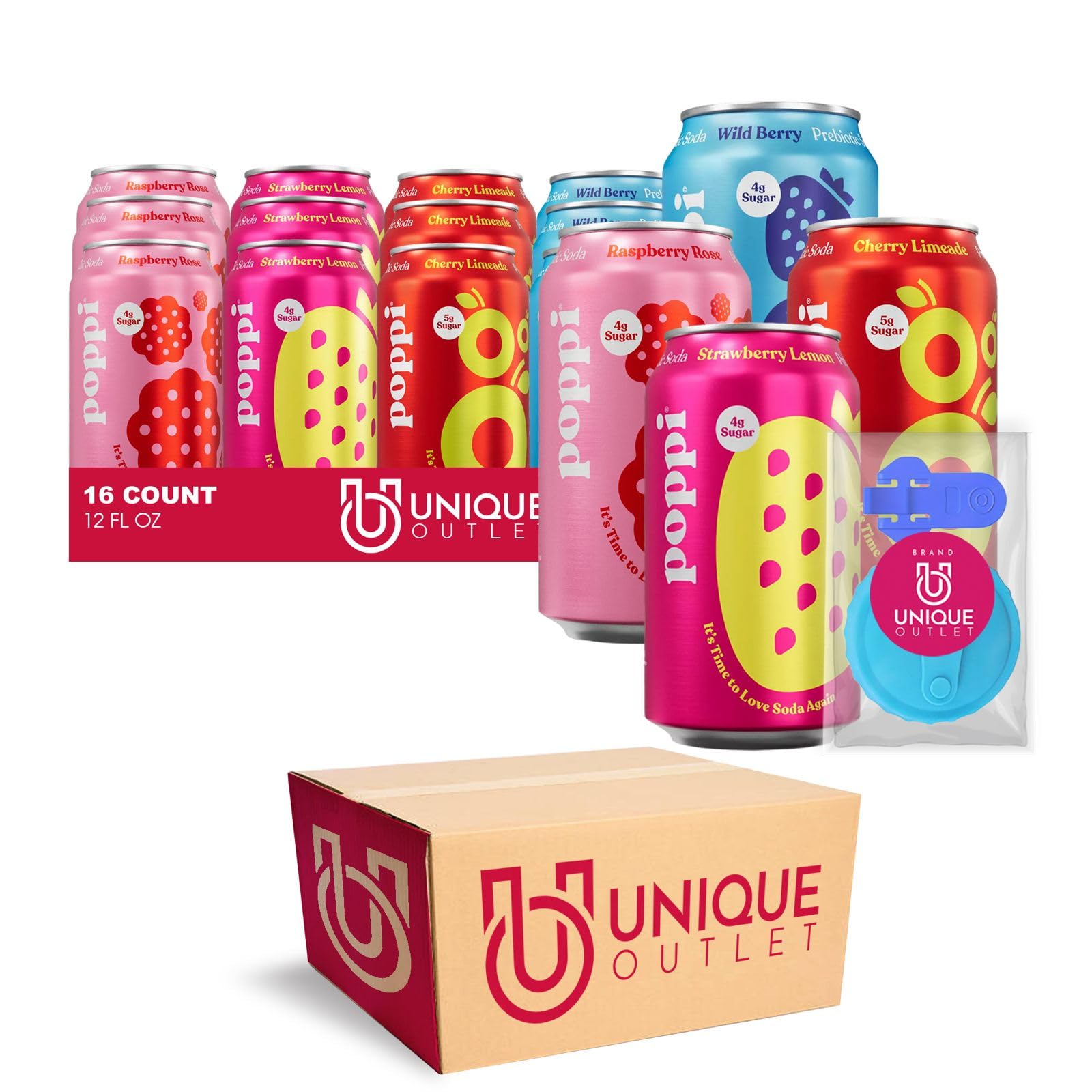 Popi Berry Collection 16 Pack Sparkling Prebiotic Drink Soda Made ...