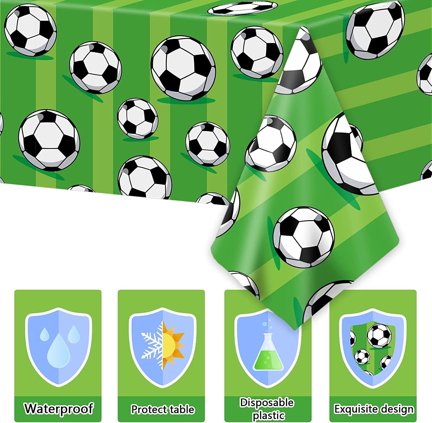 2 PCS Football Table Cloth 130 * 220cm, Football Pattern Tablecloth ...