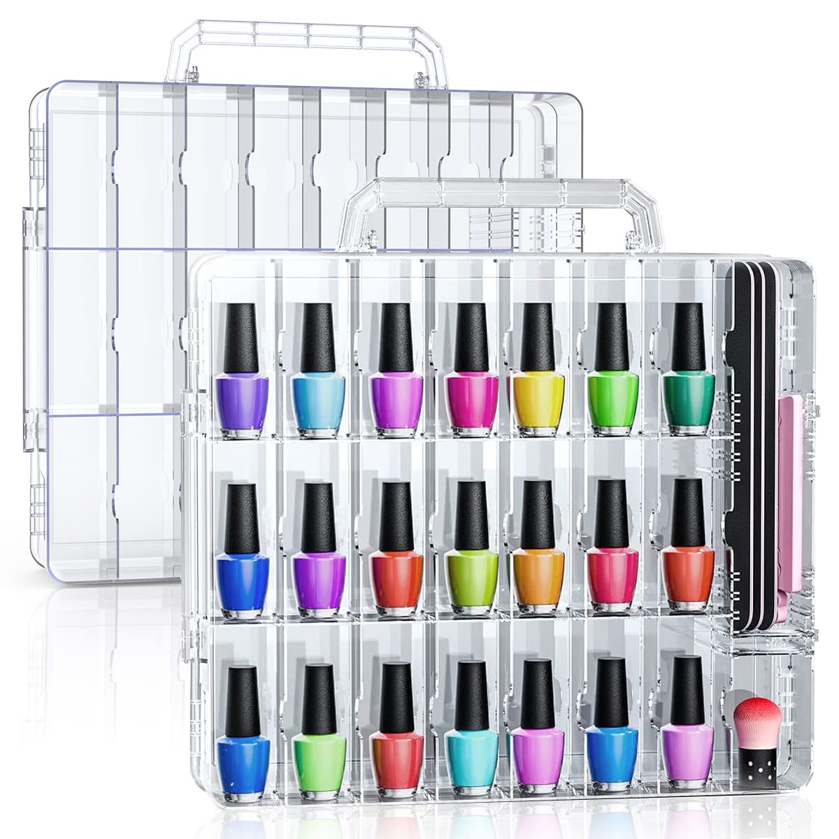 Amazon.com: Beloving 2pcs Nail Polish Organizer, Portable 48 Bottles ...
