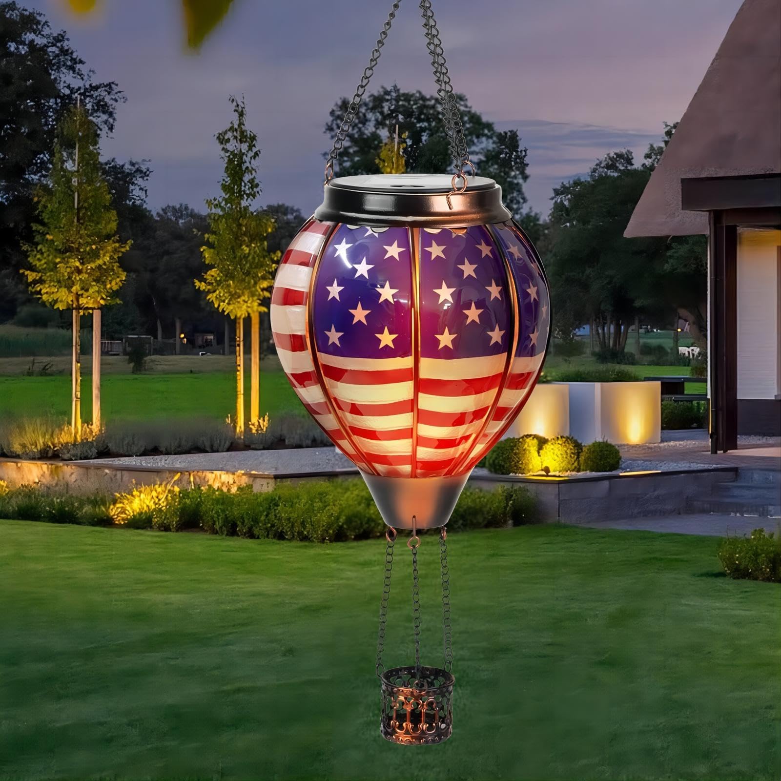 Amazon.com: Lifoberstar Hot Air Balloon Solar Lantern Outdoor, 4th of ...