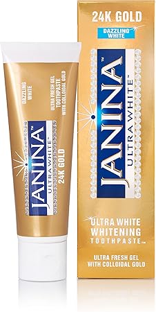 Janina Ultra White 75ml 24K Gold Toothpaste, Mint, Low Abrasive Formula ...