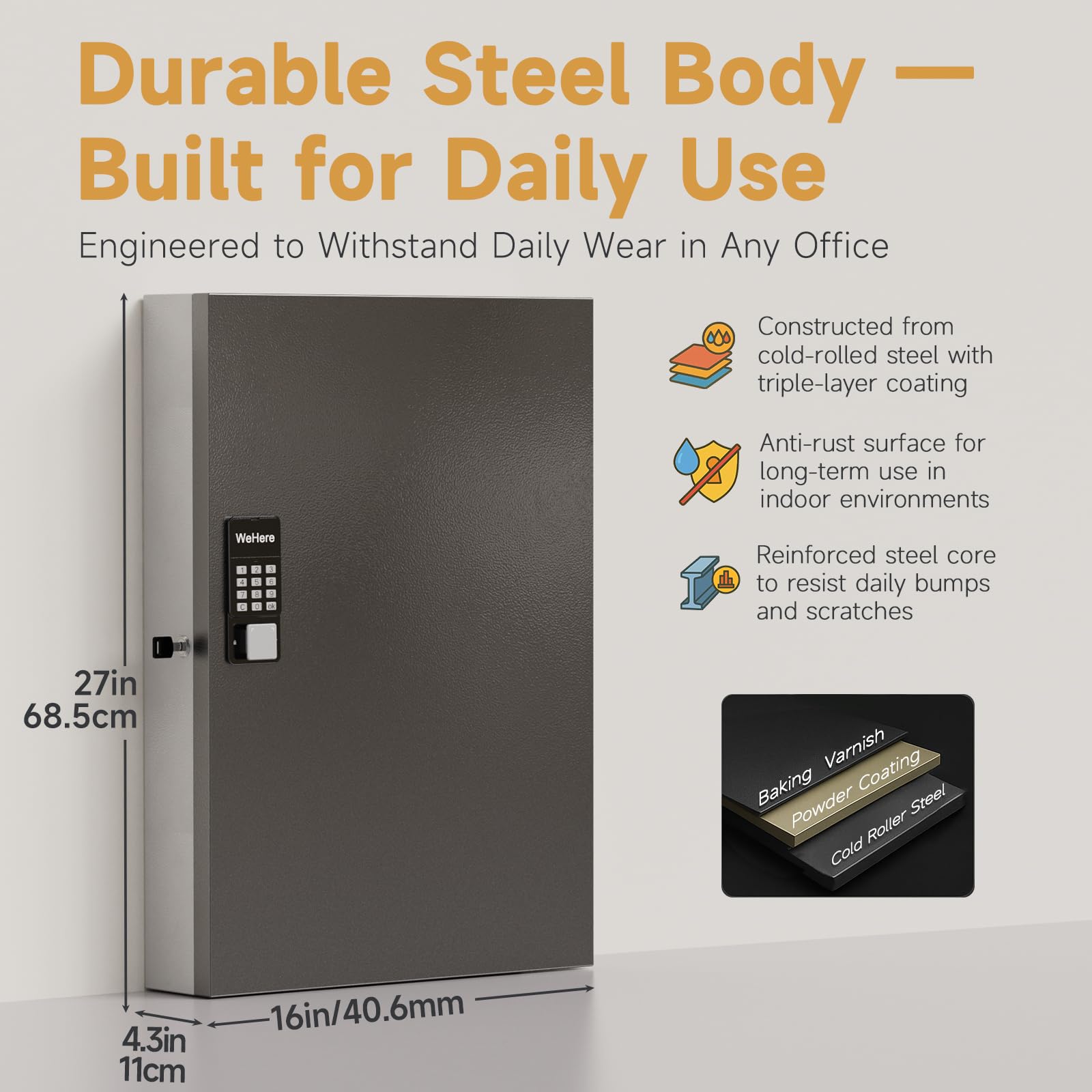 Snapklik.com : 192 Key Lock Box Wall Mount, Smart Key Cabinet, One Time ...