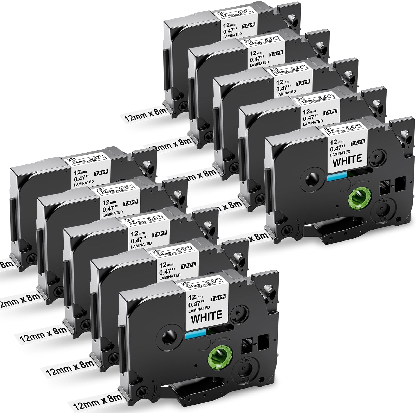 2X Tape Replacement for Brother P-Touch Tape TZe-231 12mm 0.47 ...