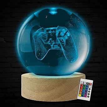 Woufab 3D Gaming Room Decor, Crystal Ball Game Controller Night Light ...