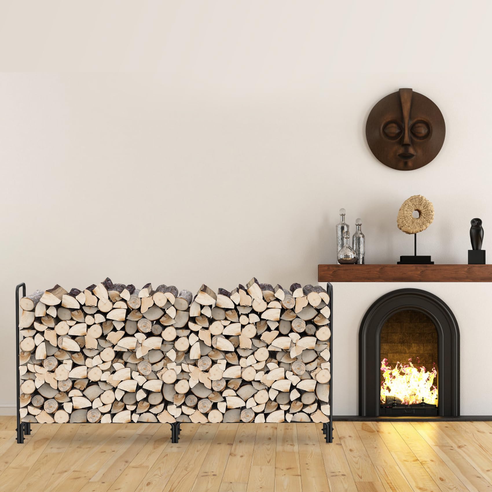 Heavy Duty Metal Log Rack HOMCOM Metal Rust Resistant Firewood Log