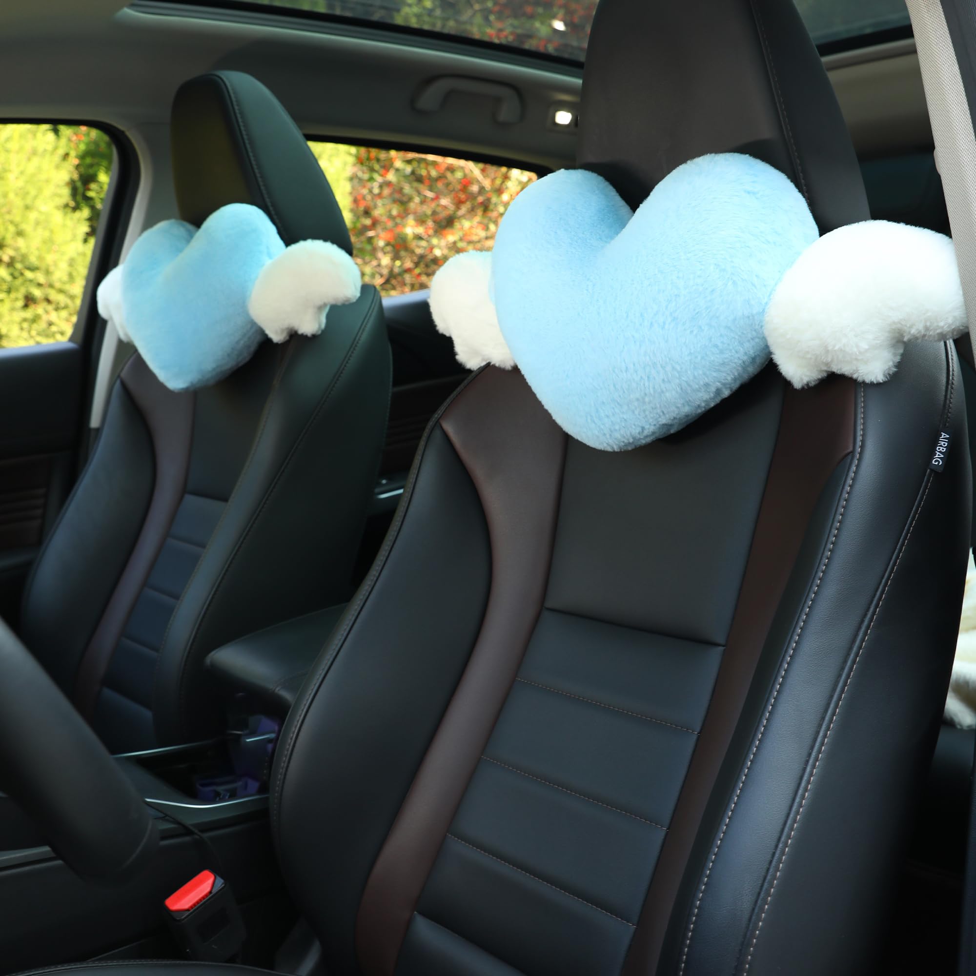Amazon.com: 2 Pack Heart Shaped Cute Car Headrest Pillow with Angel ...