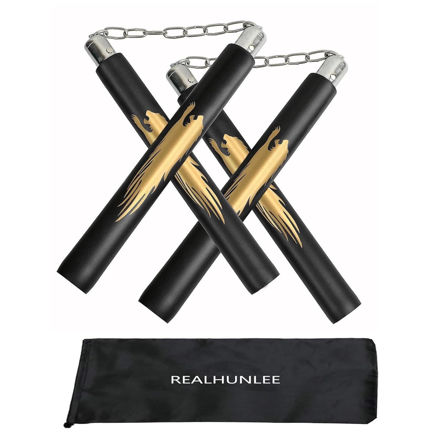 REALHUNLEE Safe Foam Rubber Training Nunchucks Nunchakus with Steel ...