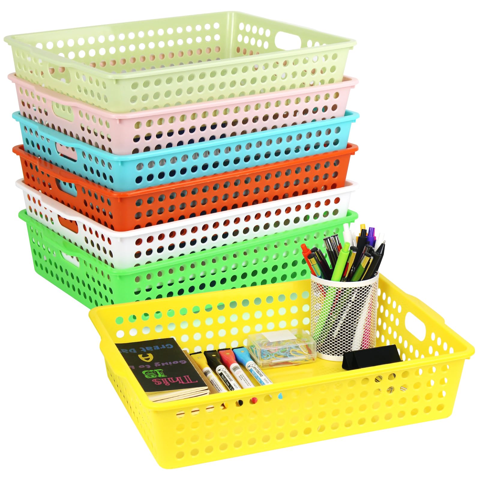 Snapklik.com : 7 Pack Turn In Trays Classroom,Plastic Paper Tray ...