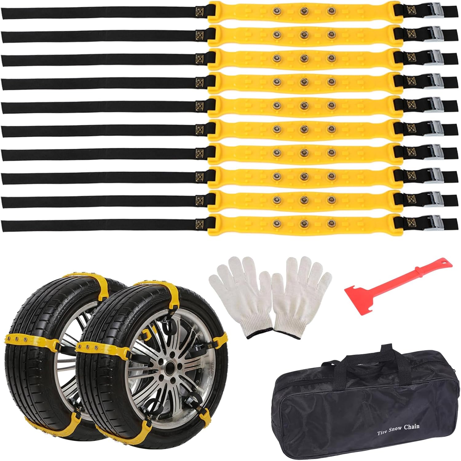 Amazon.com: 10 Pack Snow Chains, Tire Chains for SUV Car Anti Slip Adjustable Universal ...