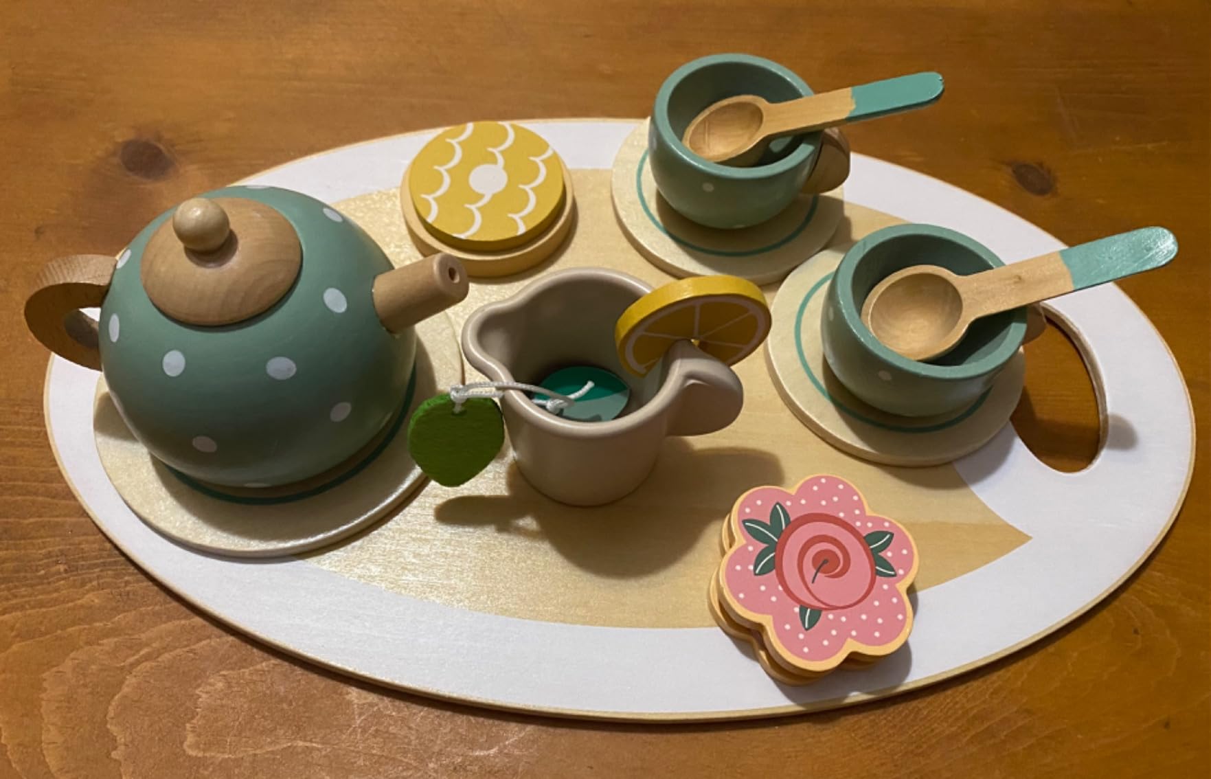 Amazon.com: HEELWIRE Wooden Tea Set Toys, Pretend Play Kitchen ...
