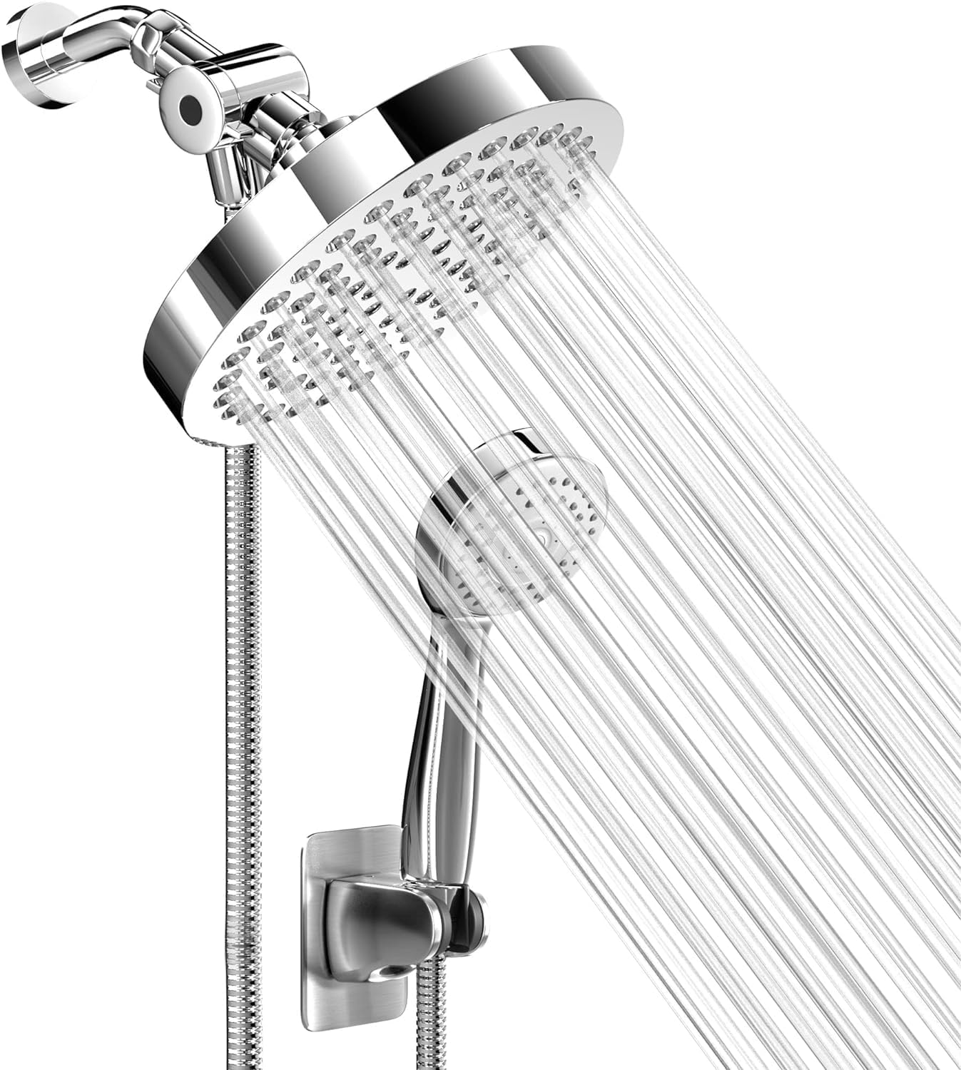 Regadera Redonda Tipo Lluvia 6''+ Ducha De Mano Alta Presión, Set de ...