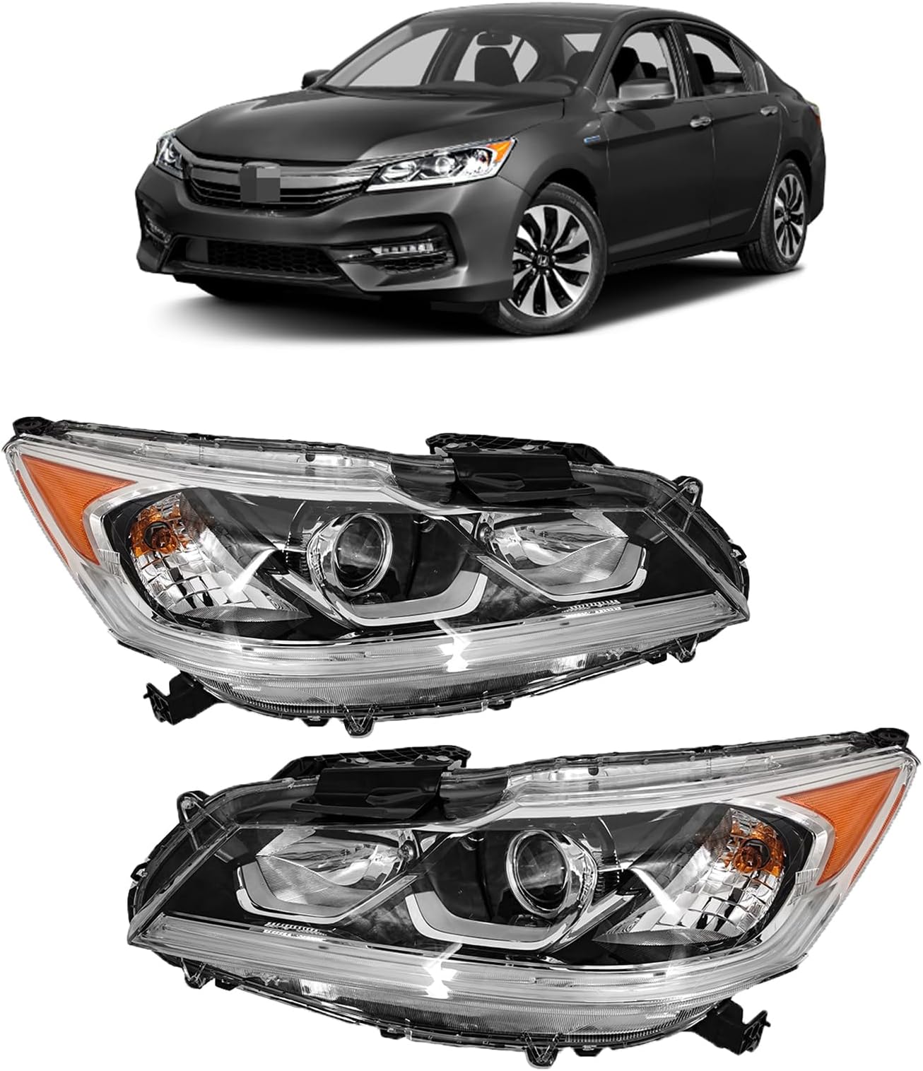 Amazon.com: For Honda Accord Headlights Assembly 2016 2017 Pair Driver ...