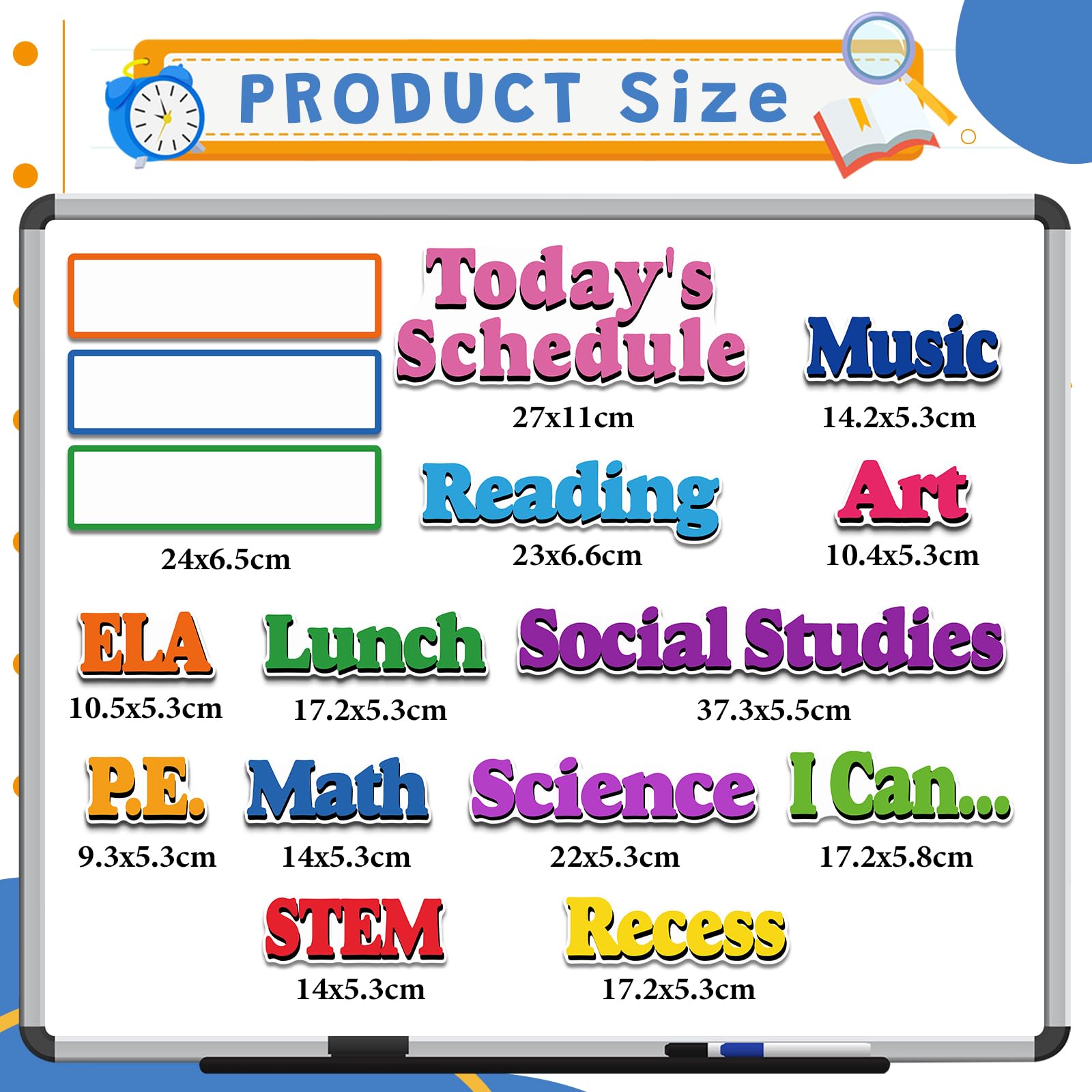 Snapklik.com : Lemosae 16 Pcs Classroom Schedule Magnets Reusable ...
