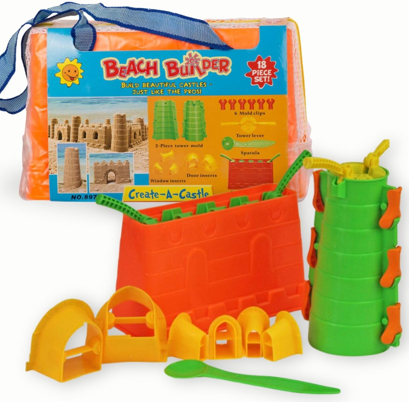 Beach Builder Create-A-Sand Castle Building Kit for Kids (18 Pcs ...
