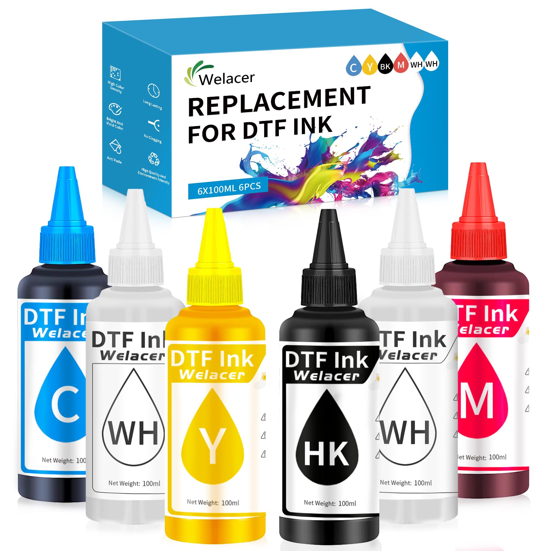 Buy Welacer DTF Ink for Epson ET-8550, ET-2850 XP-15000 L1800, R2400, L800, 1430, P400,P800 ...