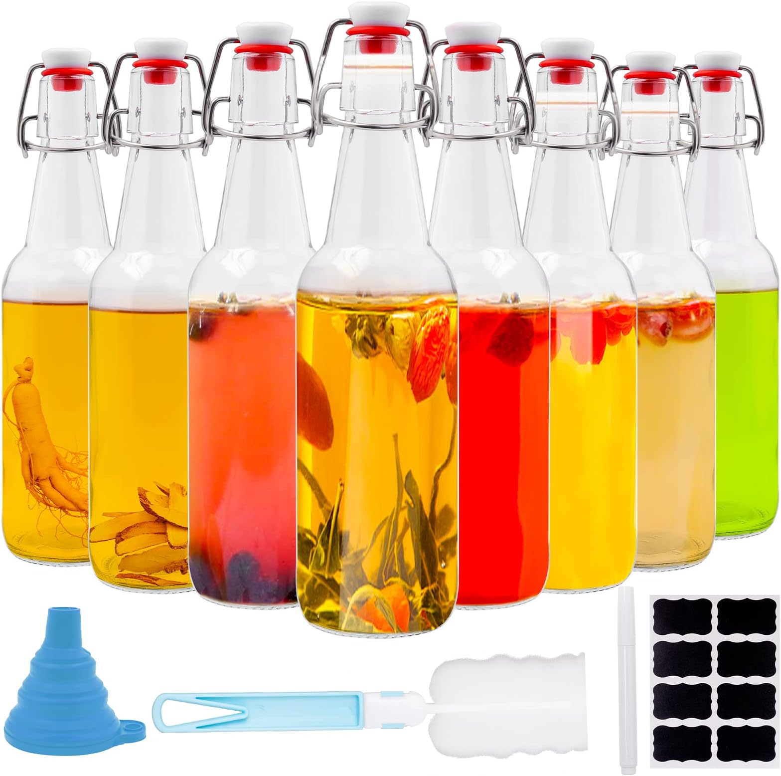 Lot de 6 bouteilles en verre à couvercle rabattable avec bouchon ...