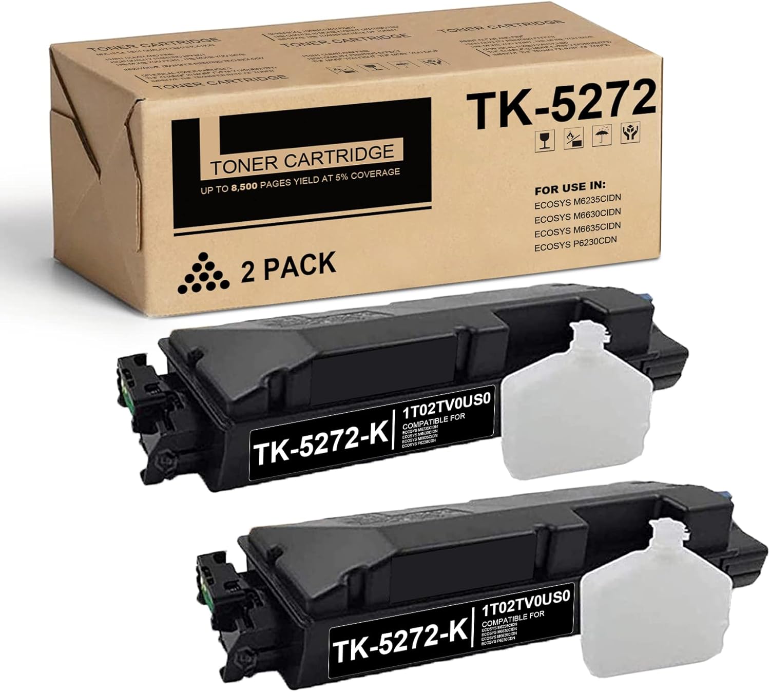 Amazon.com: DRAWN Compatible 2 Pack Black TK-5272K (1T02TV0US0) High Yield Toner Cartridge ...