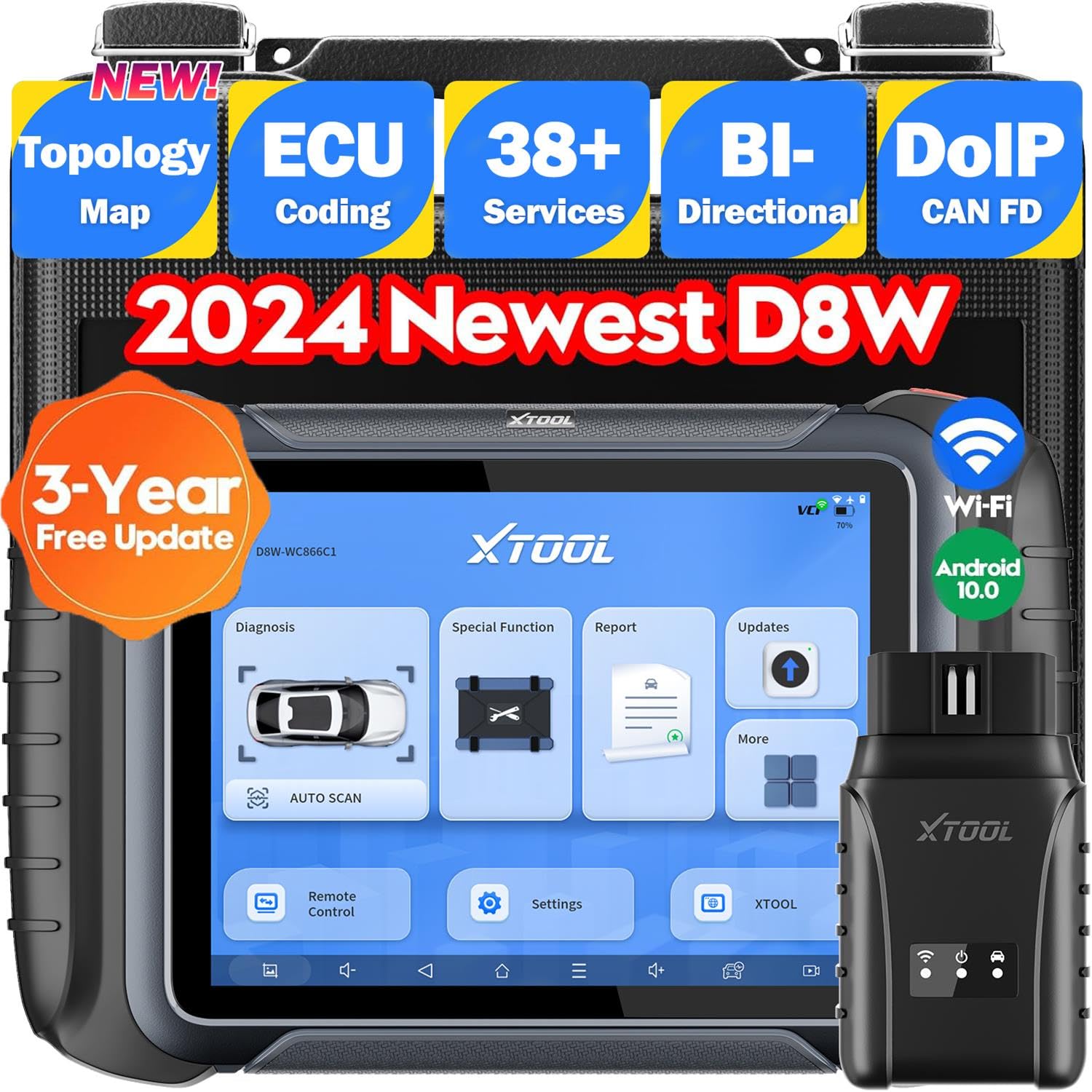Buy XTOOL D8W Car Diagnostic Tool with Topology , ECU Coding, 38 ...