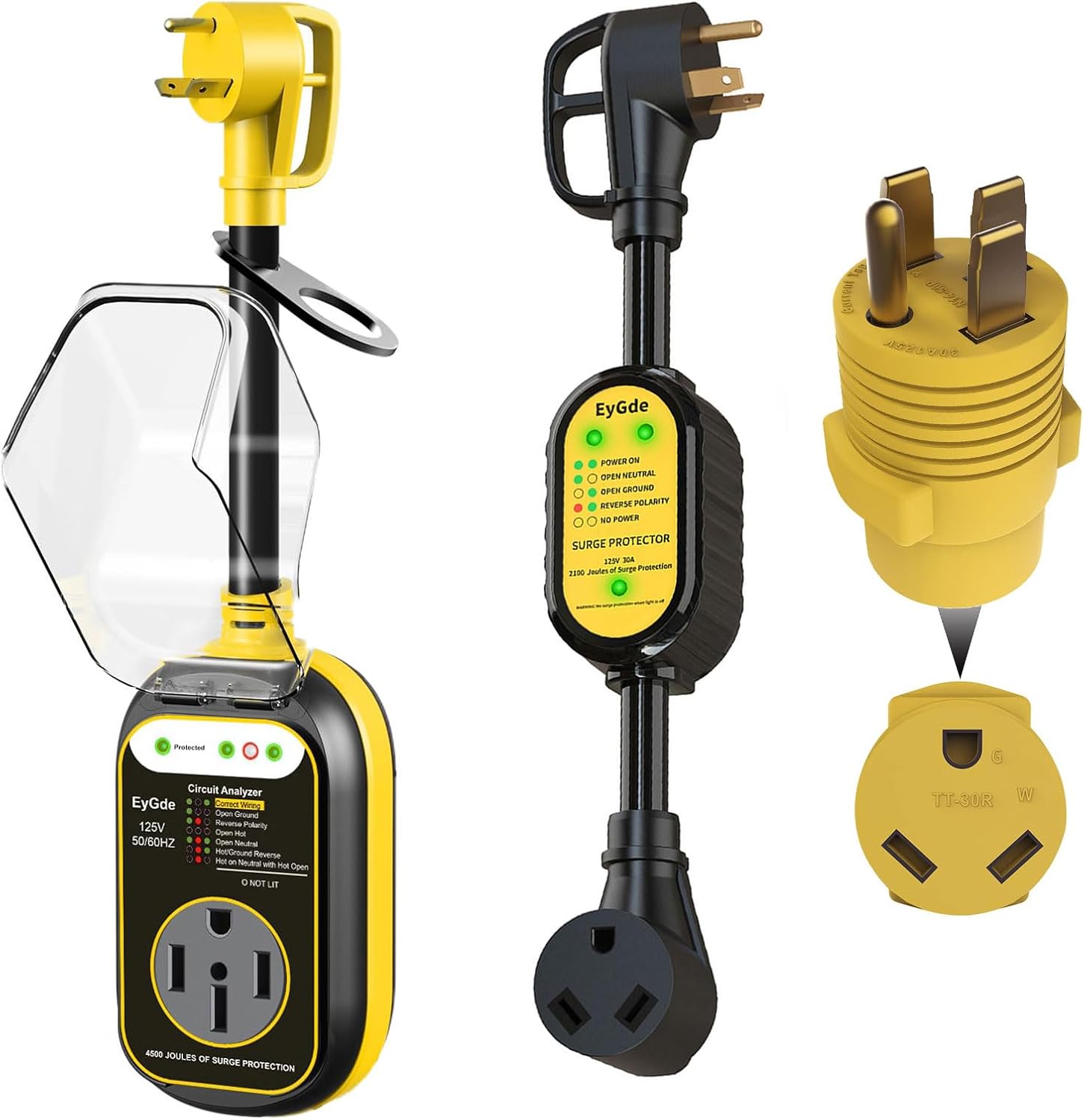 Amazon.com: EyGde 30 Amp to 50 Amp RV Adapter with Surge Protector ...