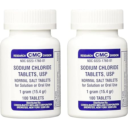 Amazon.com: Sodium Chloride Tablets 1 gm, USP Normal Salt Tablets - 300 ...