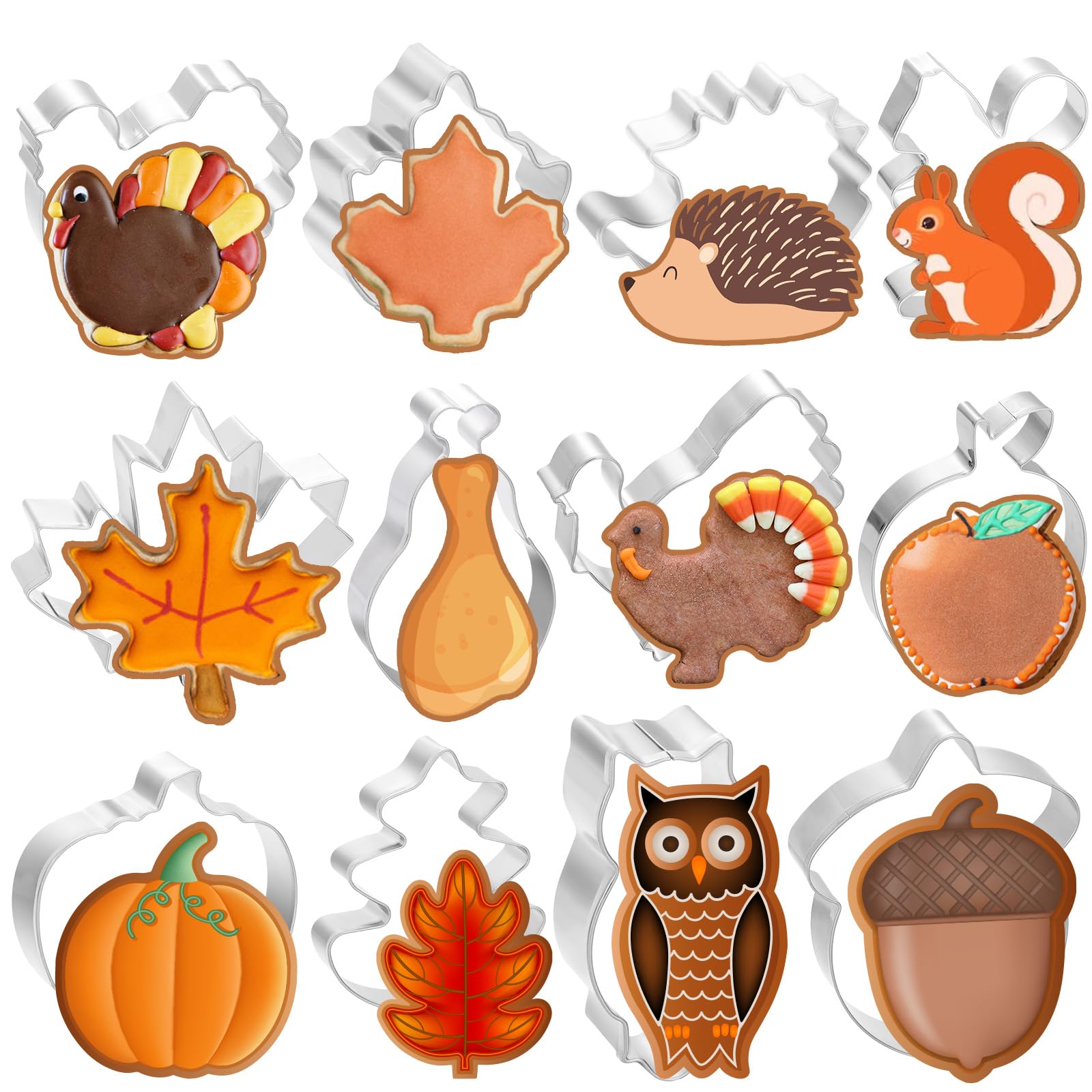 Amazon.com: Thanksgiving Cookie Cutters, 12 pieces Fall Cookie Cutters ...