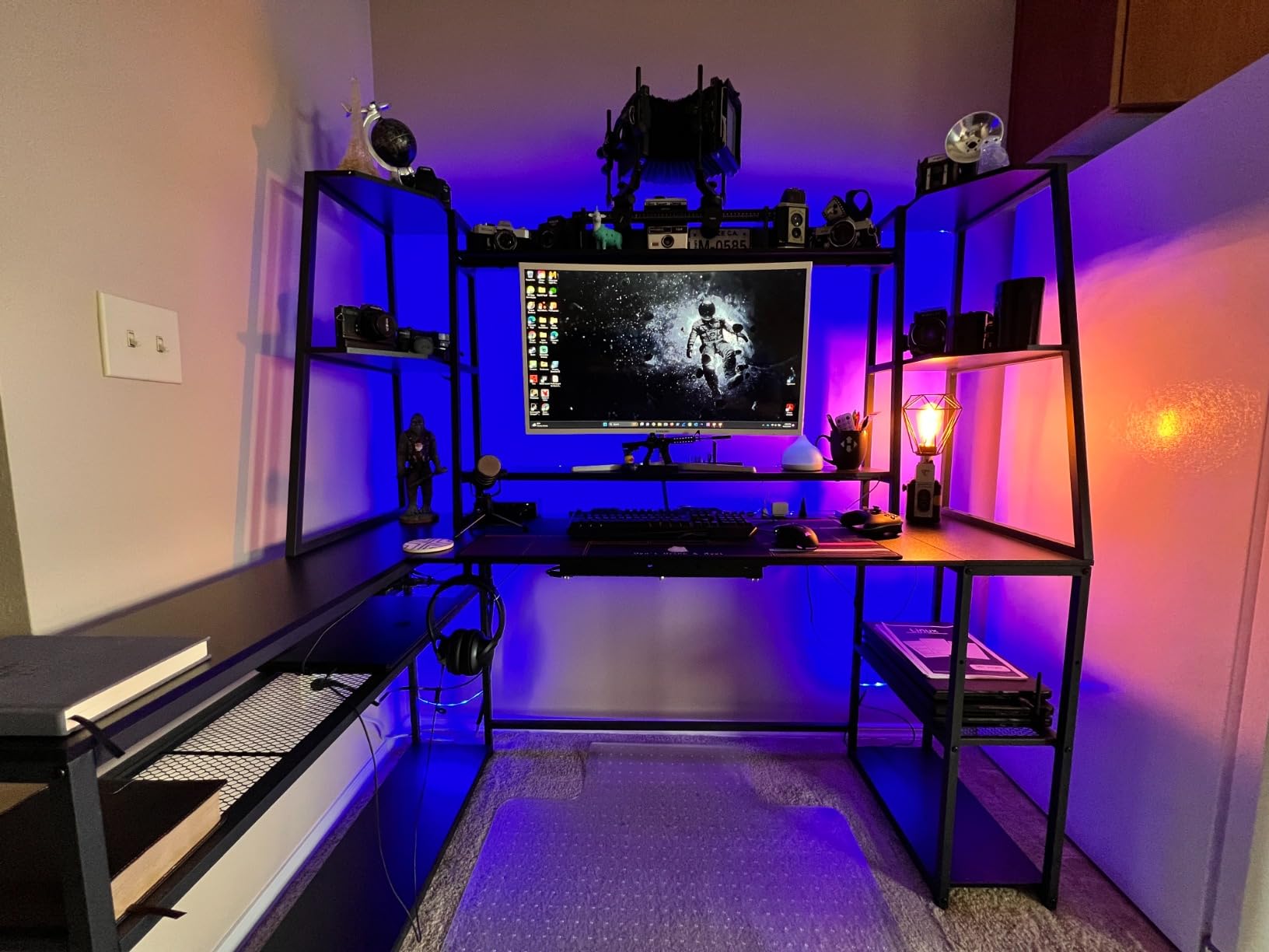 $30/mo - Finance L Shaped Gaming Desk with Hutch & Shelves, 47'' Gaming ...