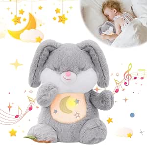 Amazon.com: MIAODAM Breathing Stuffed Animal Bunny Plush with Realistic ...