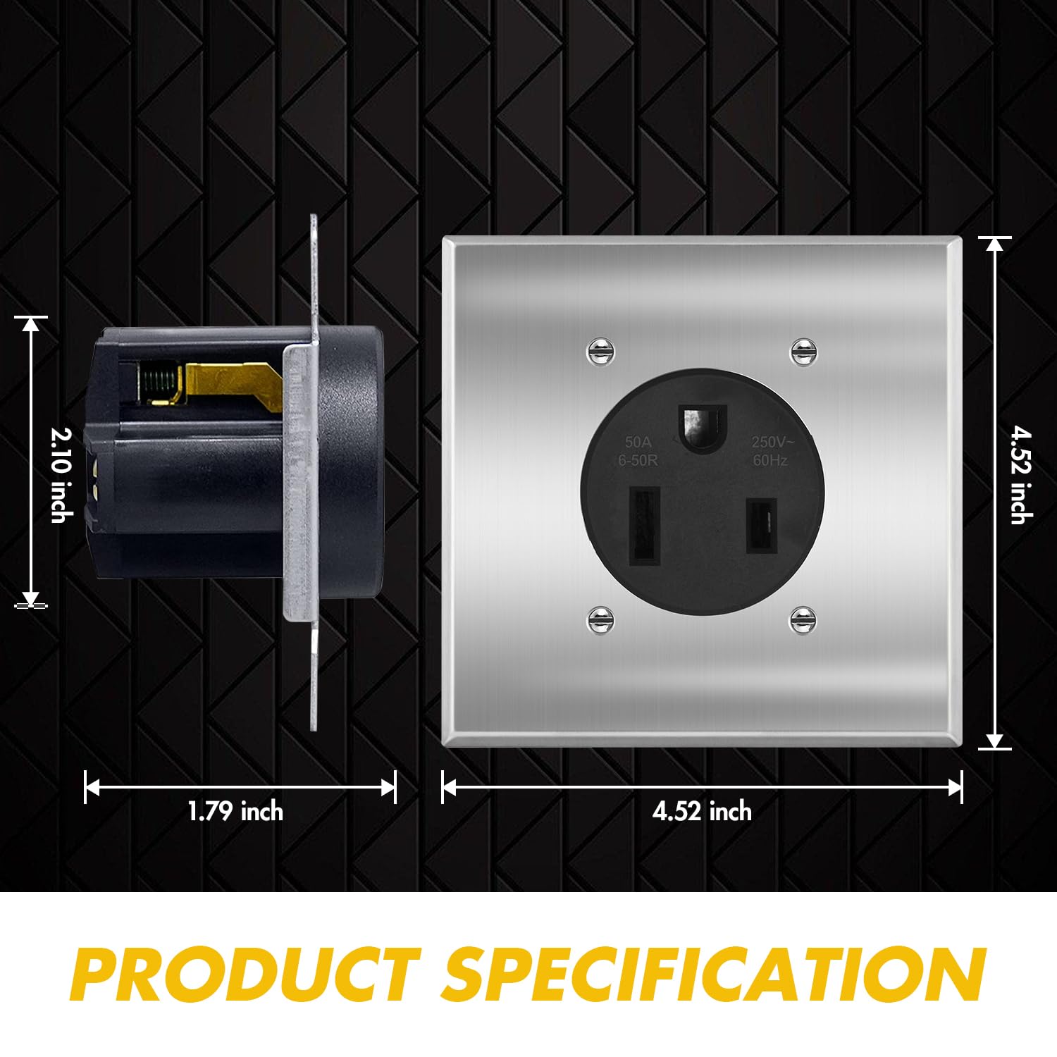 Snapklik.com : 50 Amp 250V NEMA 6-50R Power Outlet, Heavy-Duty 50A ...