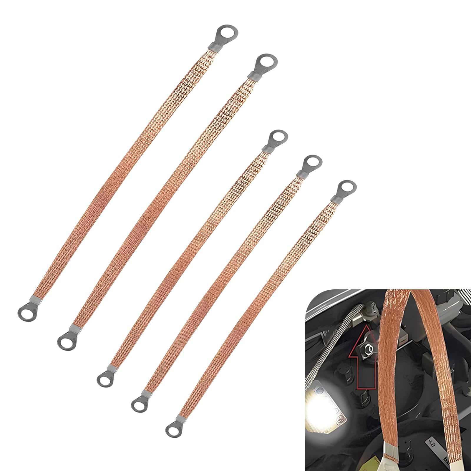 Amazon.com: Sinytuto Pack-5 Automotive Copper Braided Ground Wire ...